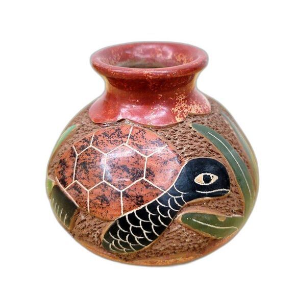 Peruvian | Accents | Vintage Peruturtle Small Earthenware Folk Art Vase ...